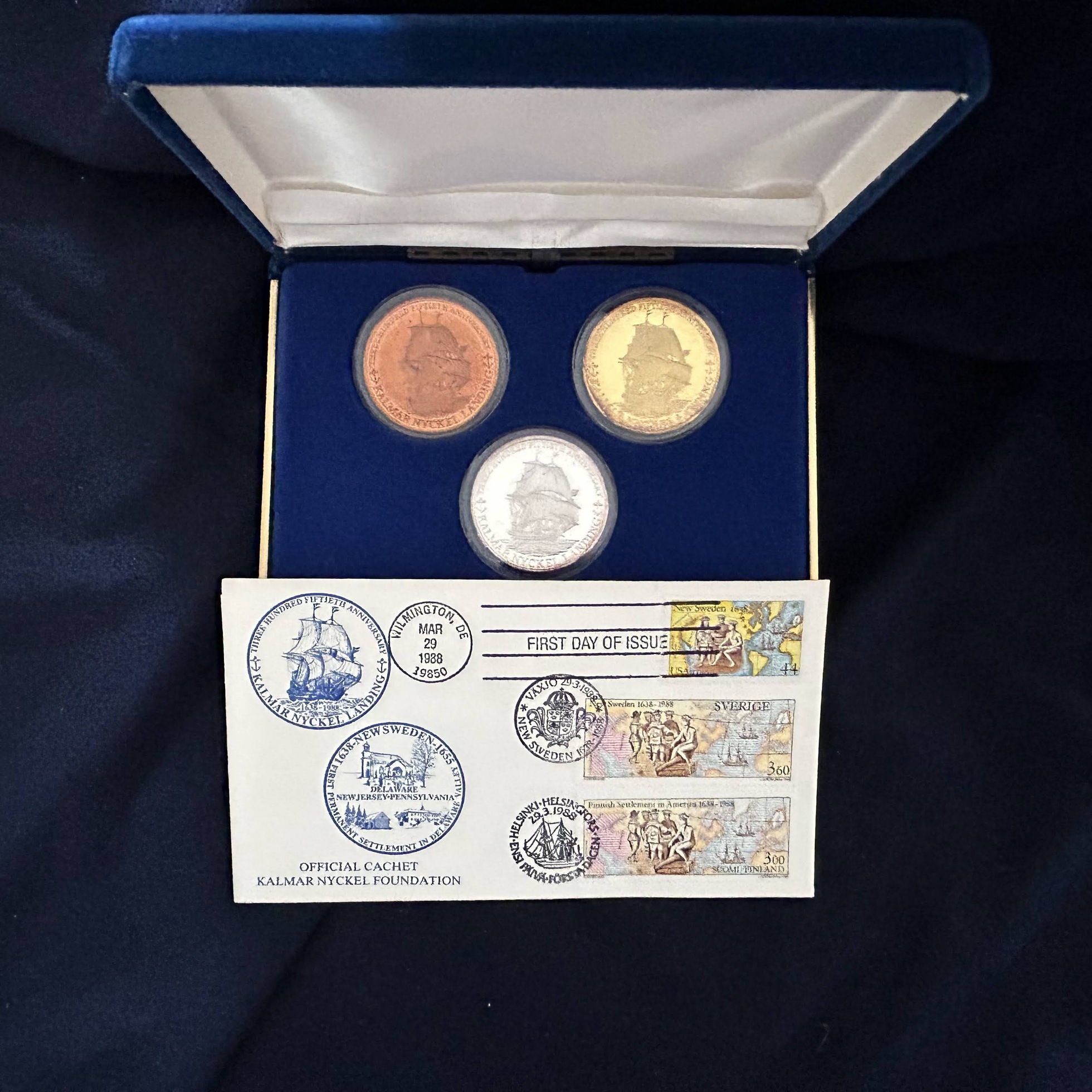 Commemorative Coins from 1988 with First Edition New Sweden Stamps ...